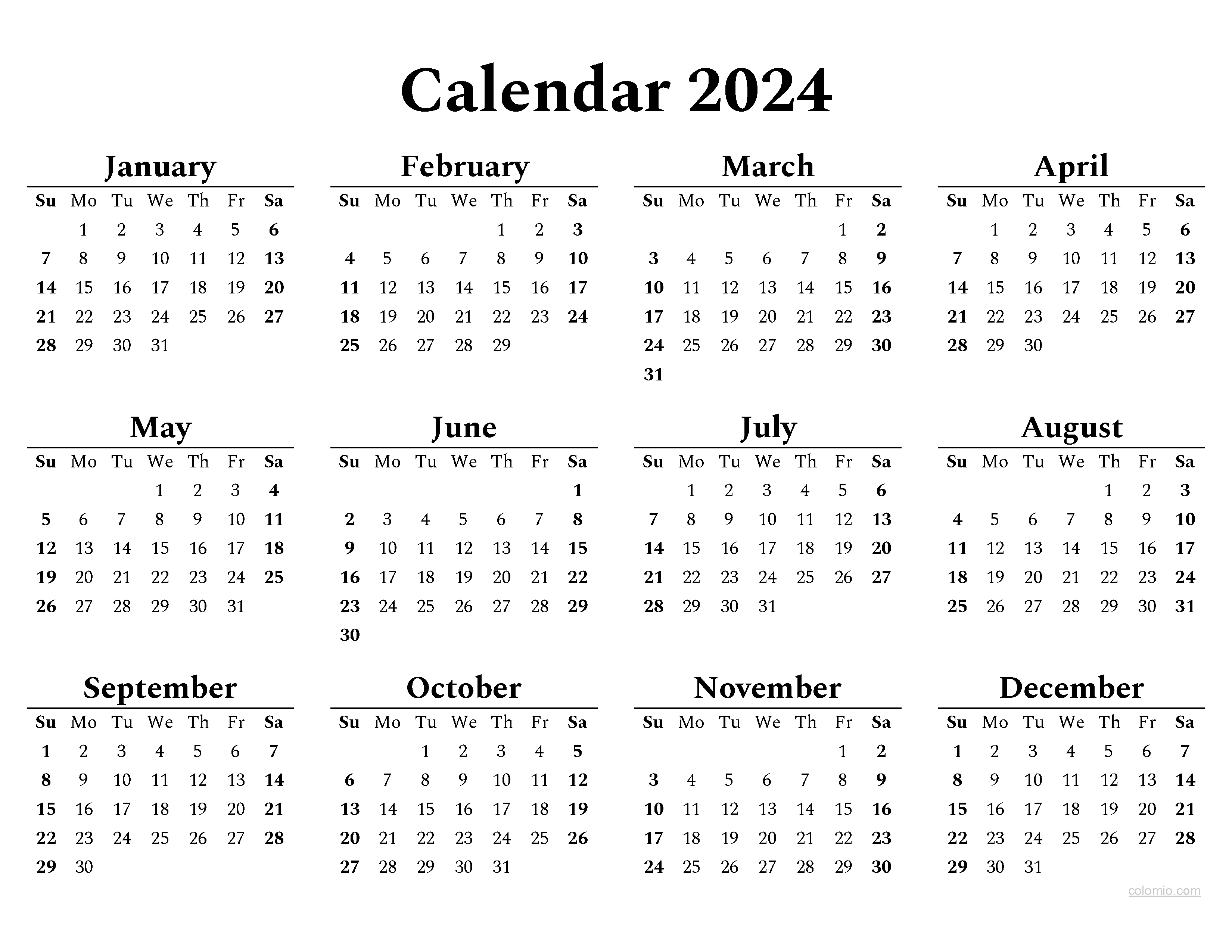 Blank 2024 Calendar Printable Pdf Dacy Michel