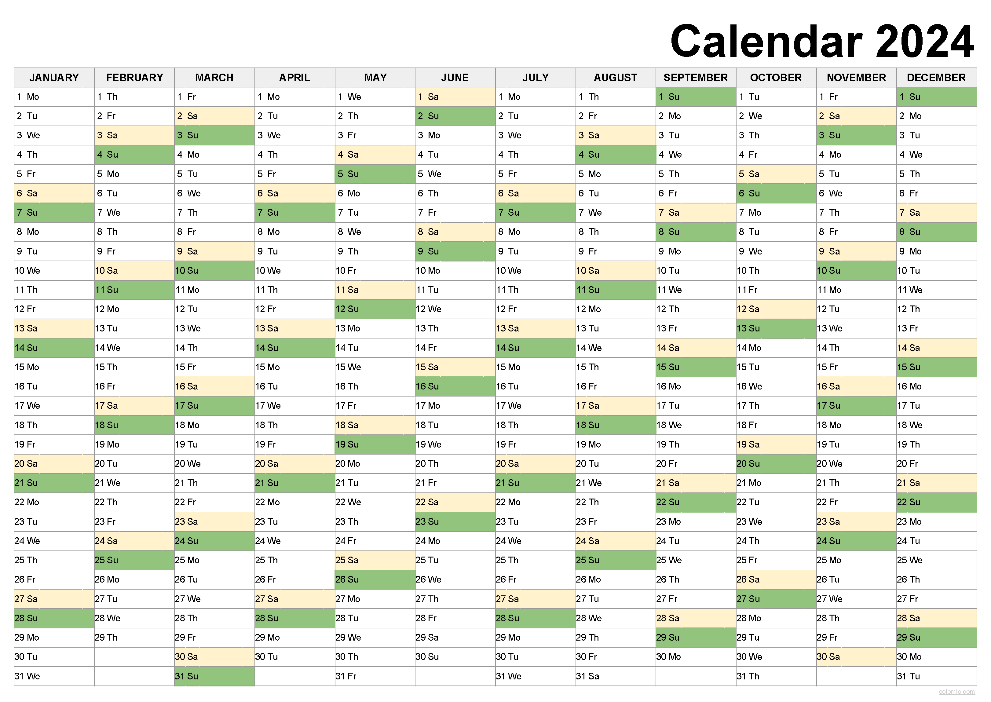 2024 Calendar Weeks Printable Kitti Micaela