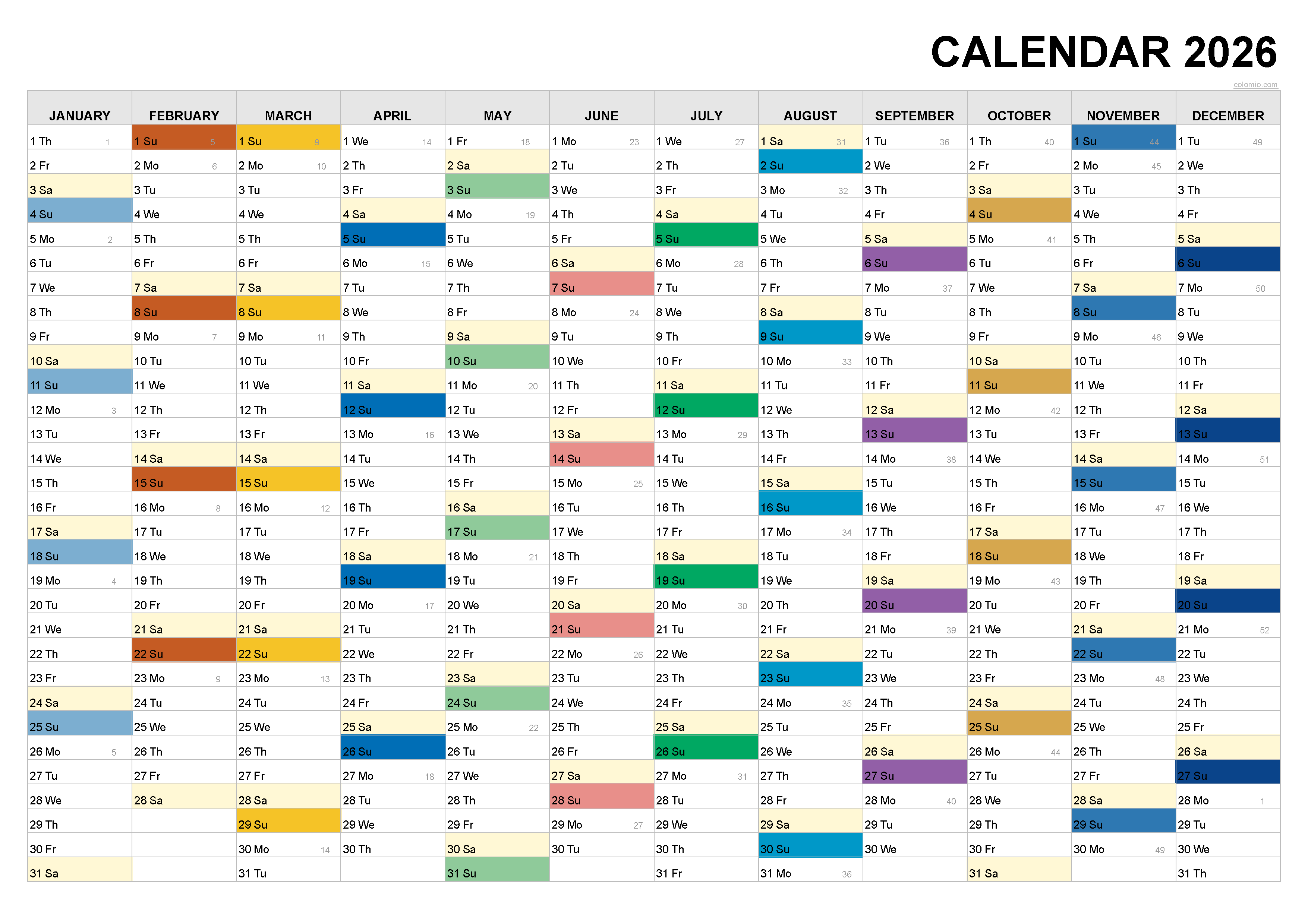 Excel Template For Calendar 2026