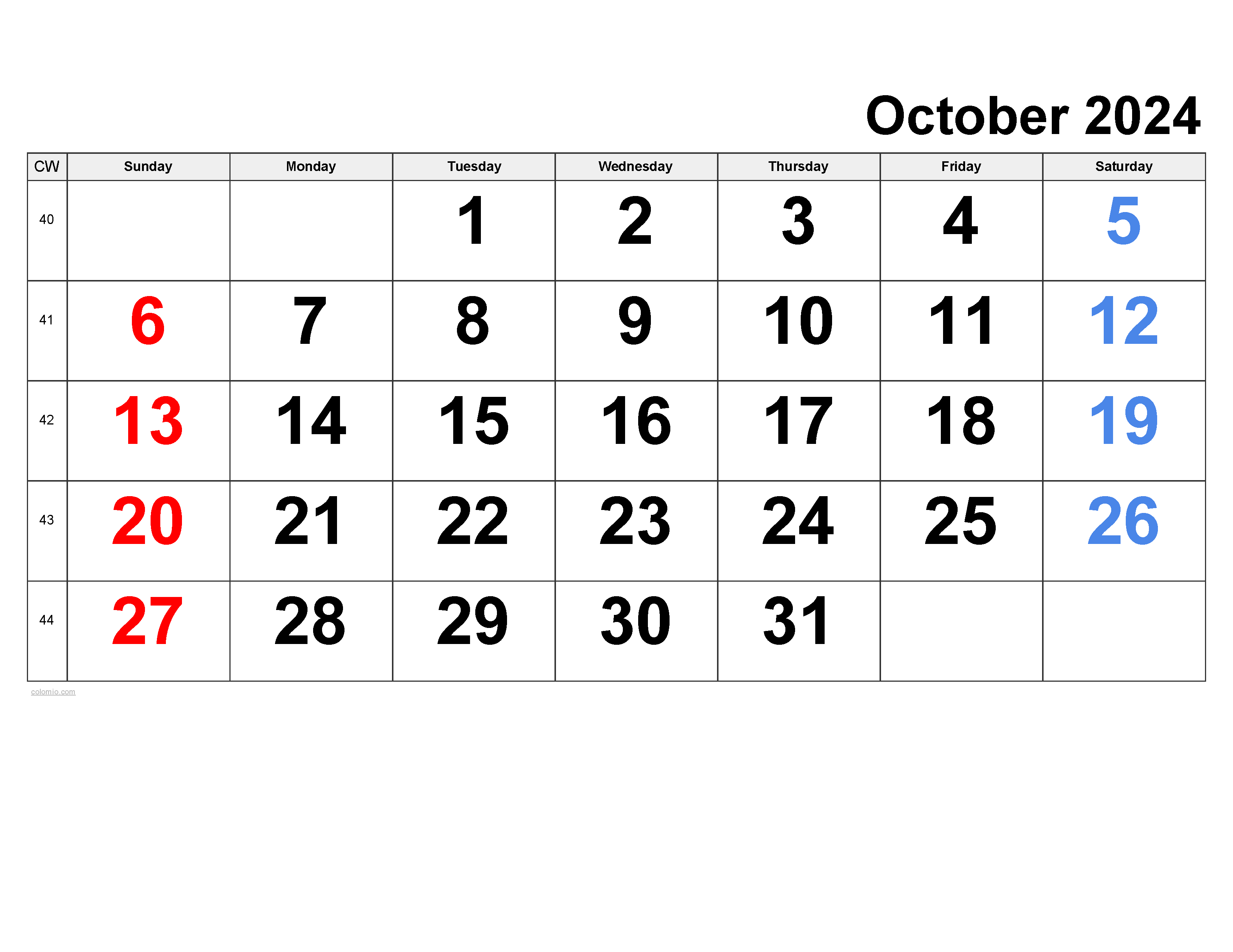October 2025 Calendar Free Printable PDF XLS And PNG